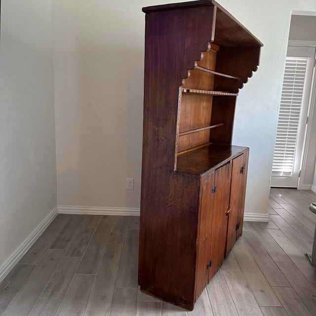 Scalloped Late 19th Century Antique Primitive Hutch | Chairish