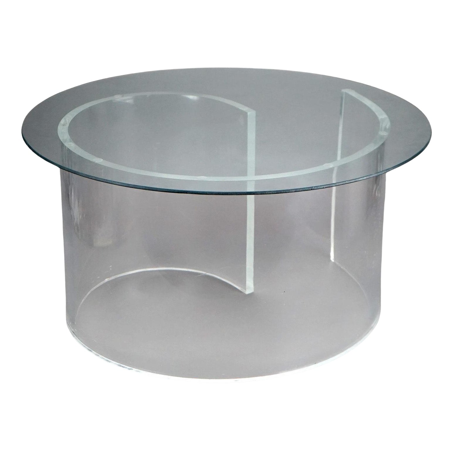 Mid Century Modern Glass Top Side Stand with Acrylic Scroll Form Base ...