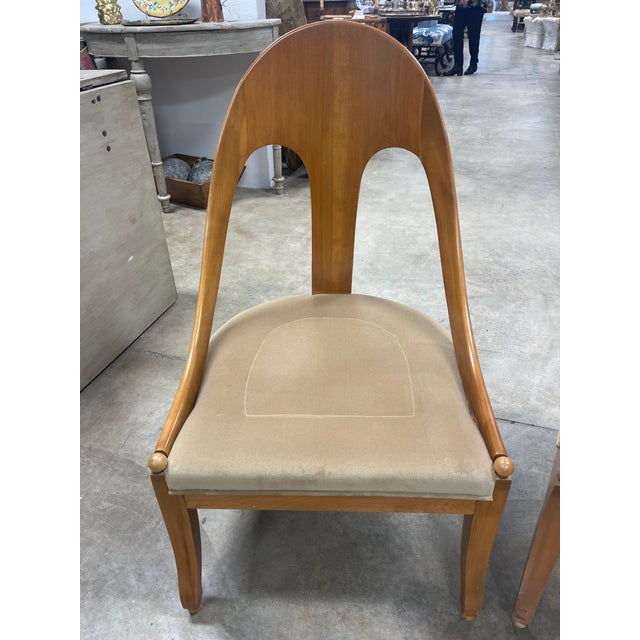 Pair, American Mid Century Walnut Spoon Back Chairs With Fine Designer ...