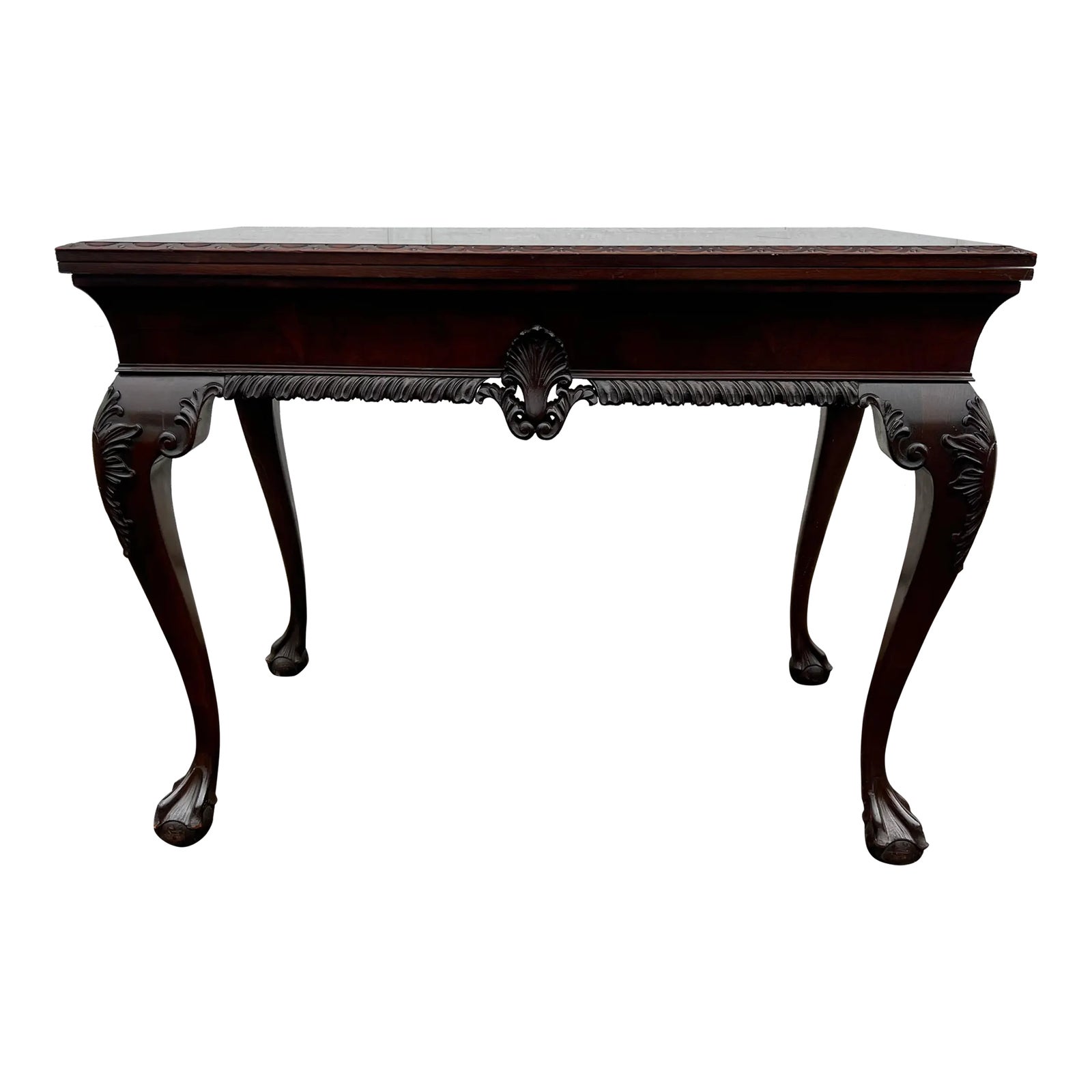 Vintage Chippendale Style Flip Top Mahogany Game Table Console Table ...