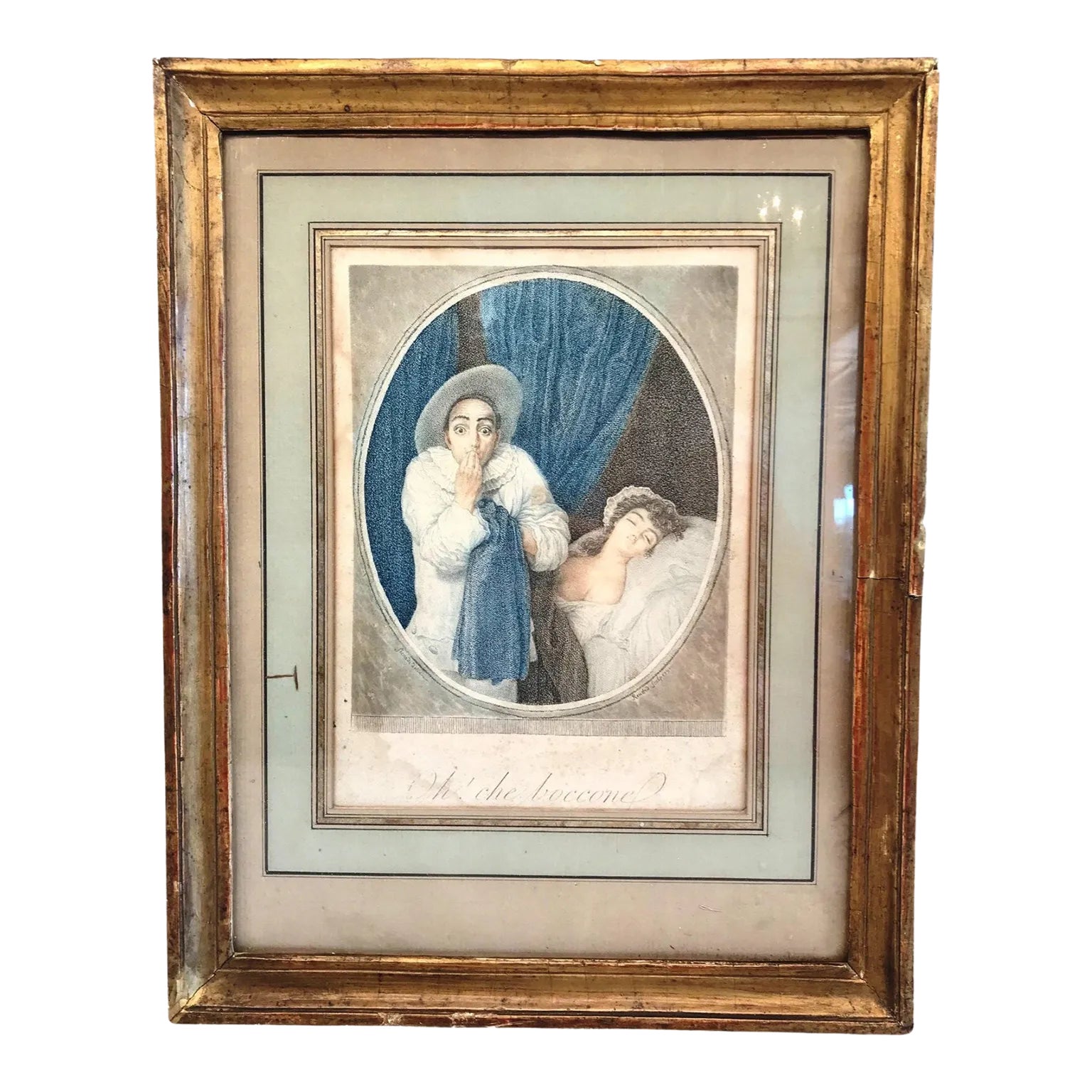 Engraving "Le Pierrot", Commedia Del Arte Gravure Circa 1790 | Chairish