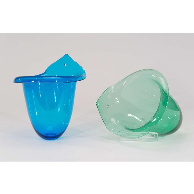 Signed Steuben Handblown Crystal Wall Vases | Chairish