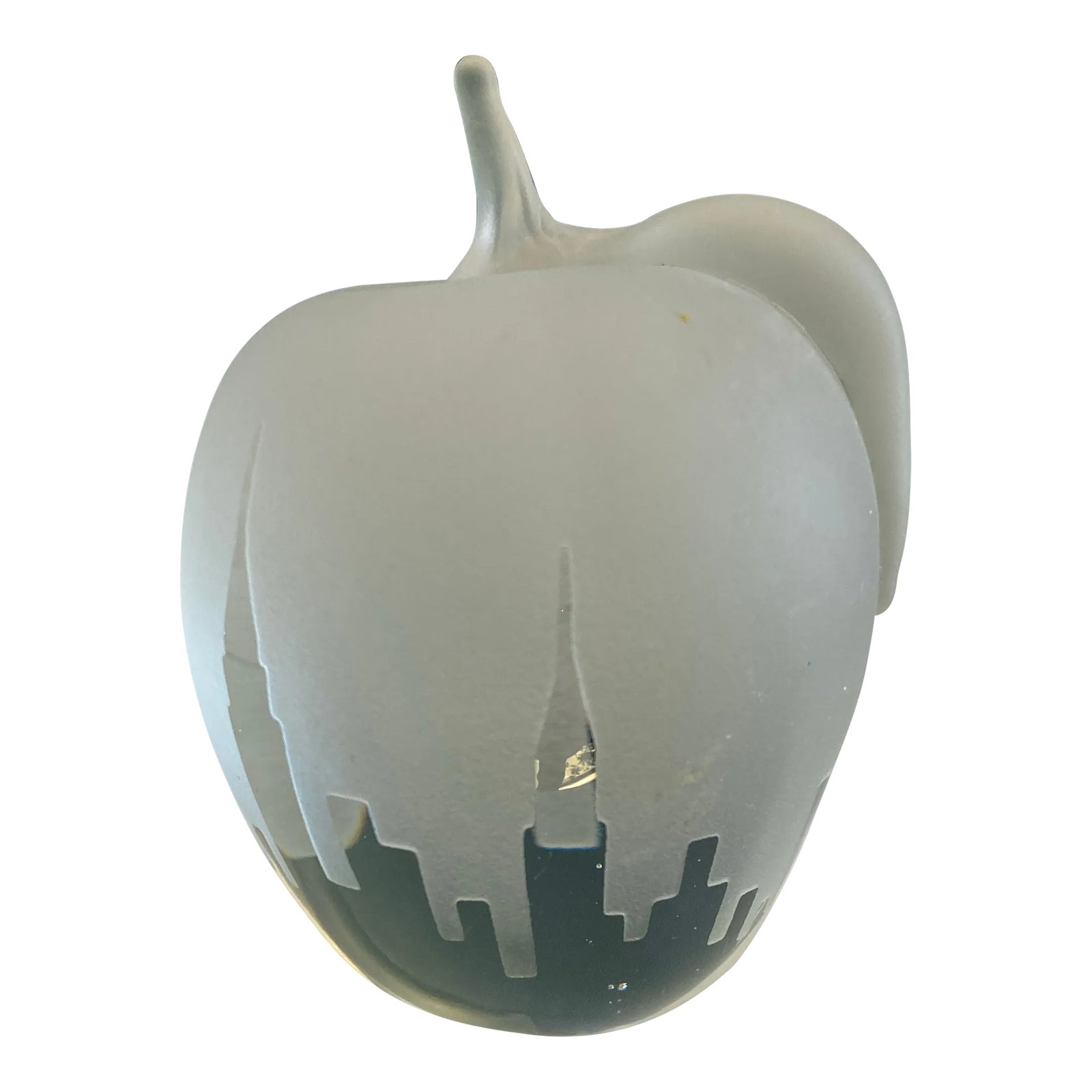 Vintage New York City Skyline Glass Apple Paperweight | Chairish