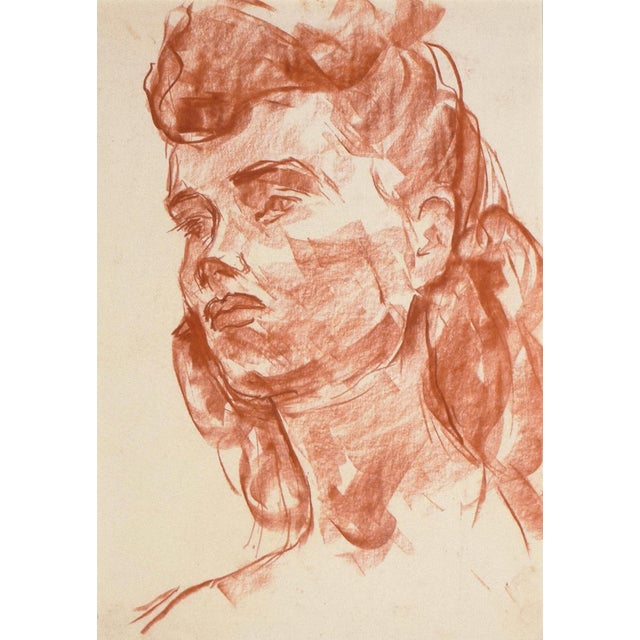 Vintage Conté Female Portrait Drawing by Robert Houston Whitmore 1941 ...