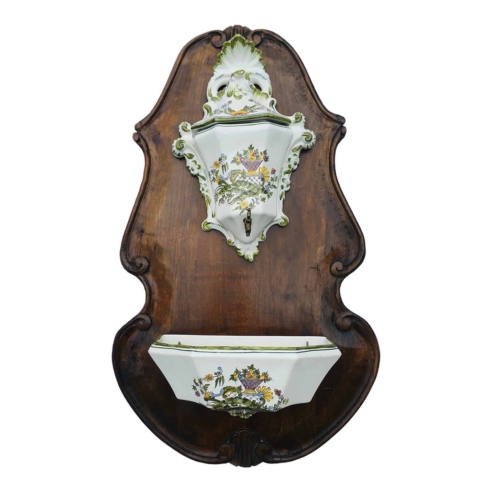 1980s Italian Lavabo Hand-Painted Faience | Chairish