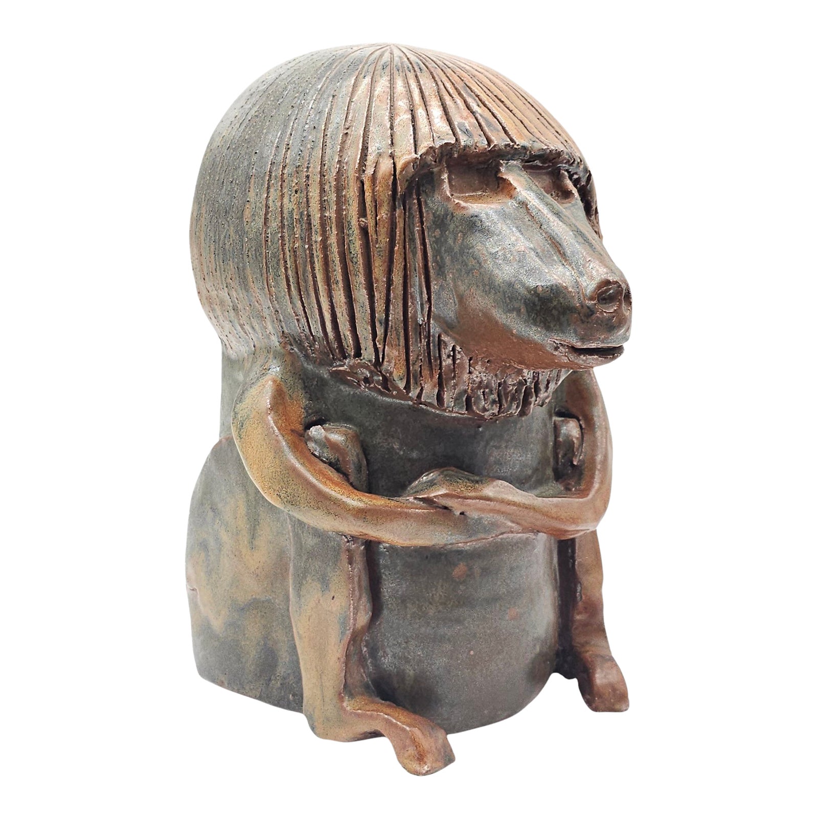 Mid-Century Brutalist Expressionist Baboon Sculpture in Glazed Clay ...