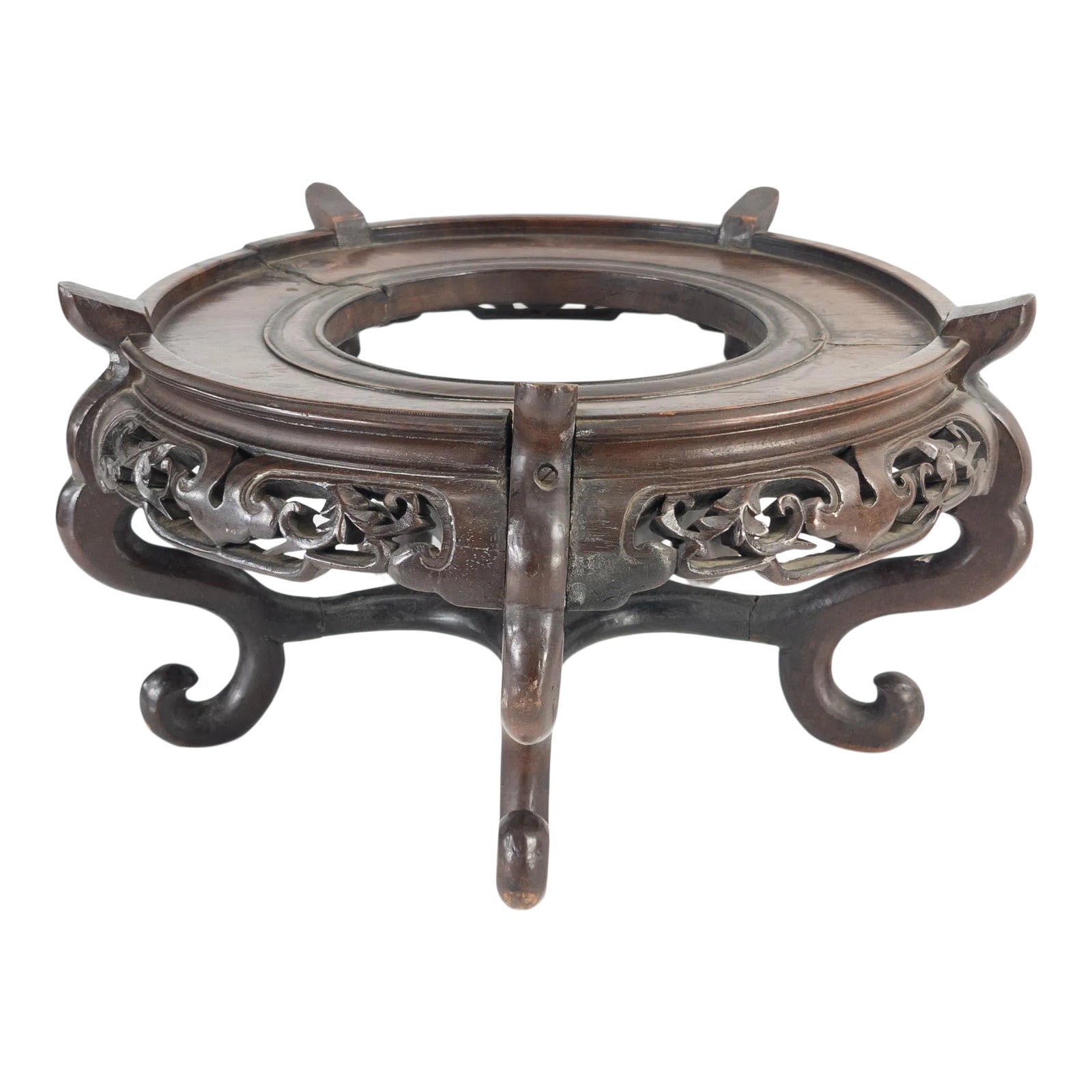 19th Century Chinese Carved Hardwood Pedestal Base or Stand | Chairish