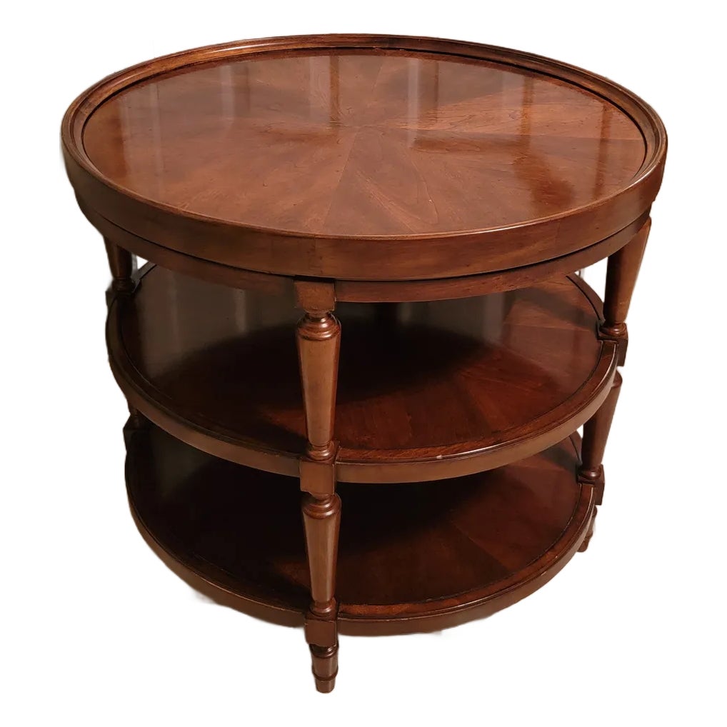 English Style Three-Tier Oval Top Cherry End Table | Chairish