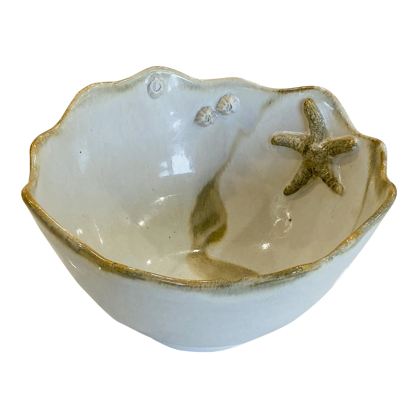Mid 20th Century Mussels & More Sand Starfish Bowl | Chairish