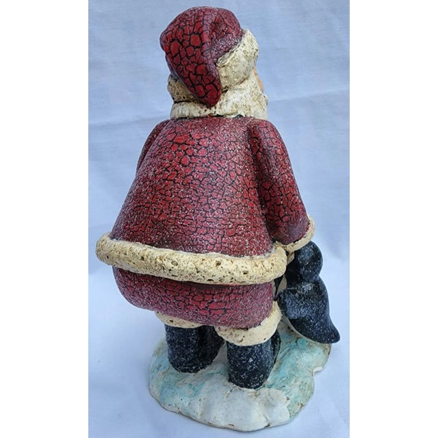 Plaster Mâché Vintage Santa Claus Feeding Penguins Fish 9.25" | Chairish