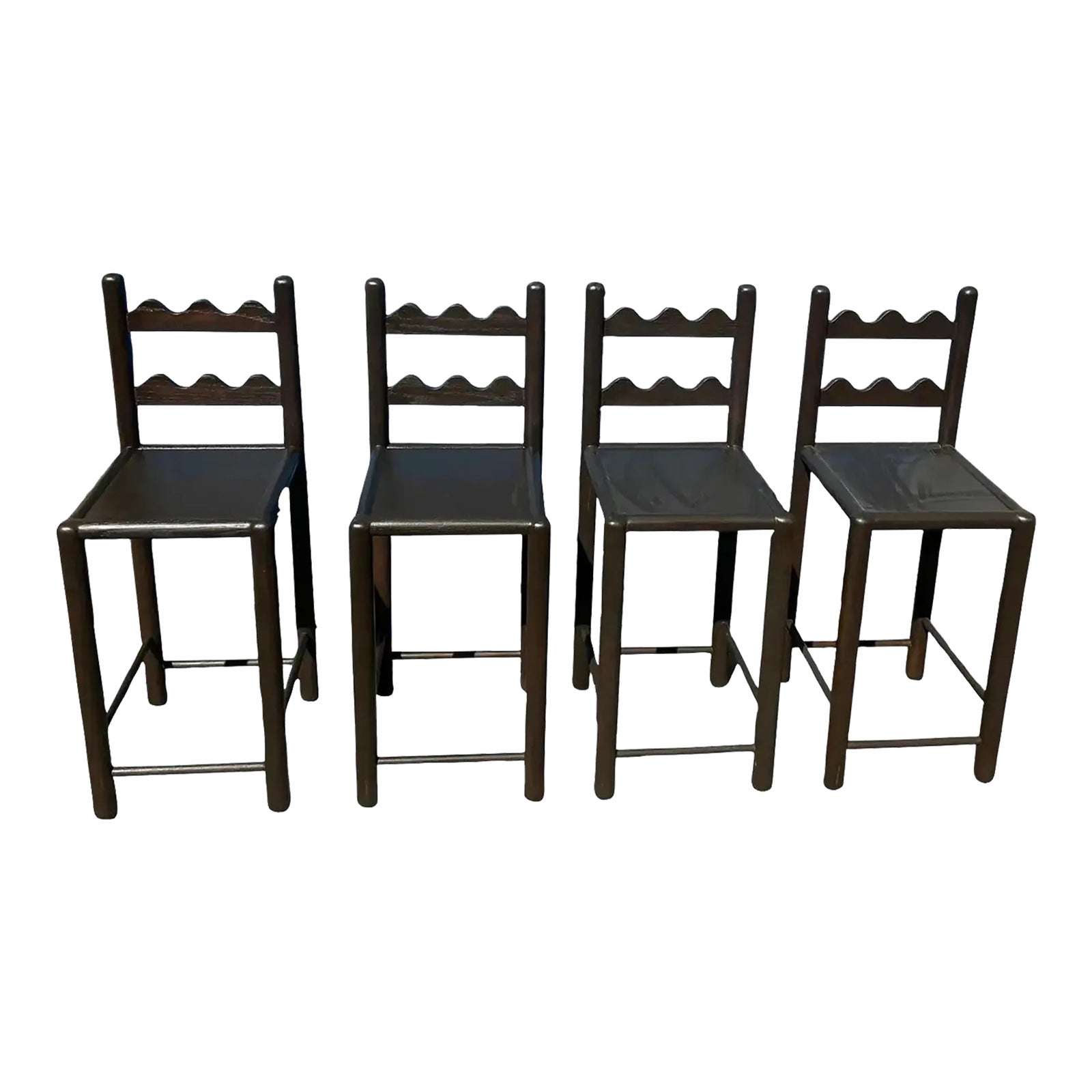 Solid Oak Country French Counter Stools-4 | Chairish
