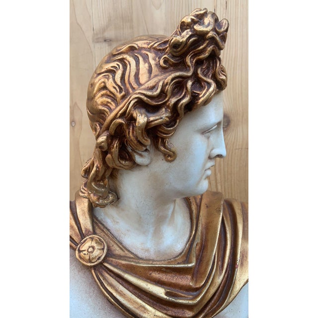 Mid 20th Century Vintage Gold Gilt Apollo Bust With Column Pedestal ...