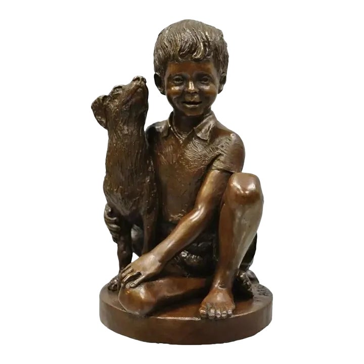 Vintage Bronze Charles Parks the Franklin Mint Statue Sculpture Boy ...