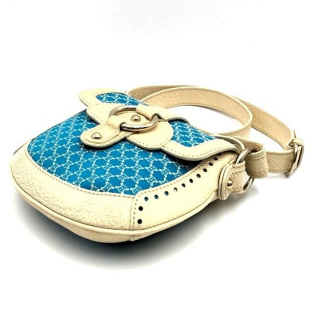 Celine Shoulder Bag Pochette Macadam Pattern Blue Ivory White Canvas ...