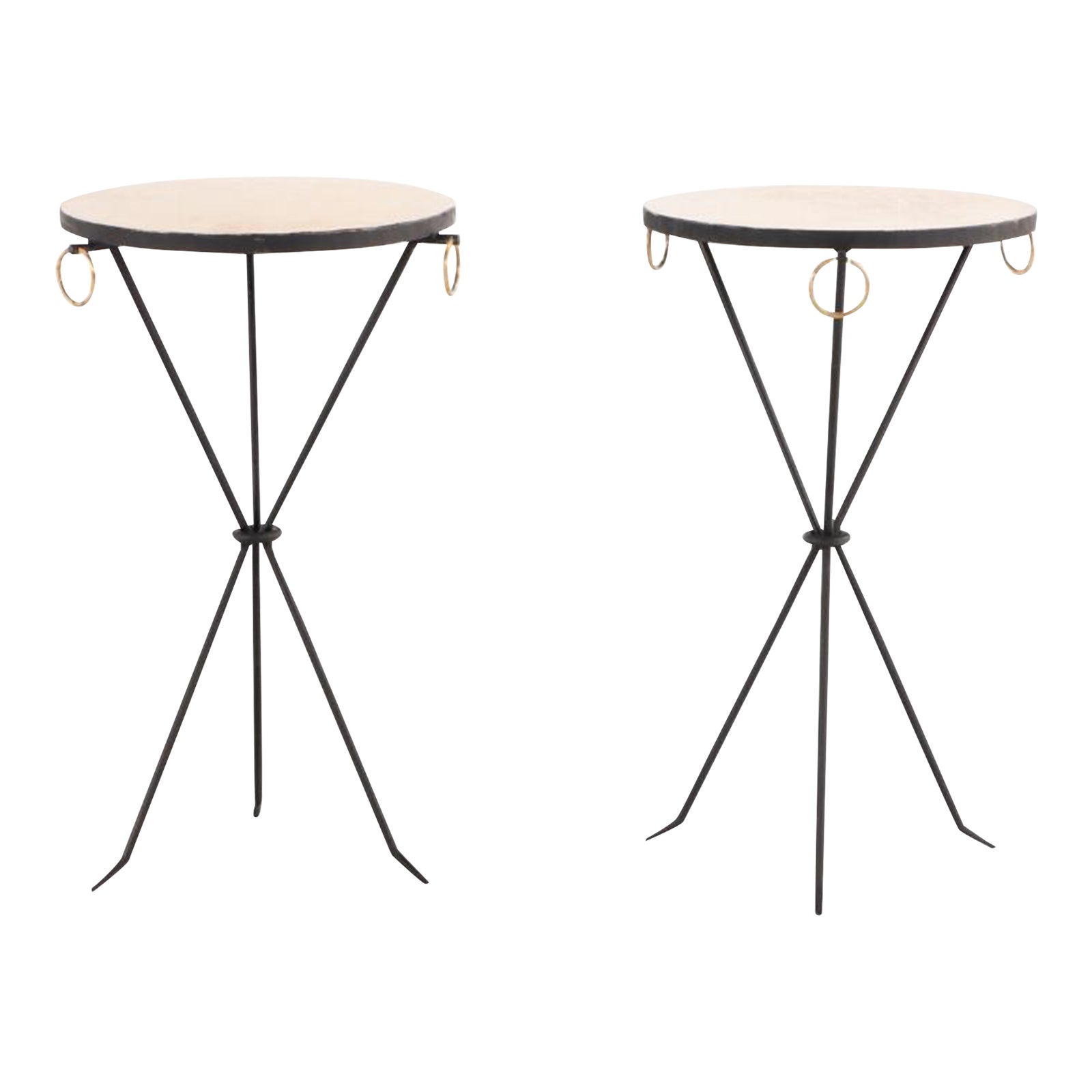 An Elegant Pair of Iron Drinks Tables in the Manner of Jean-Michel ...