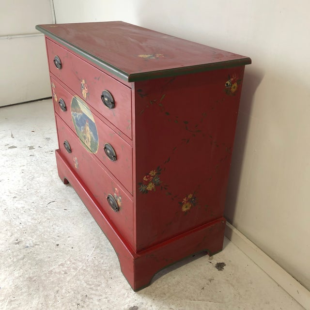Coastal Lighthouse Folk Hand-Painted Country Chest | Chairish