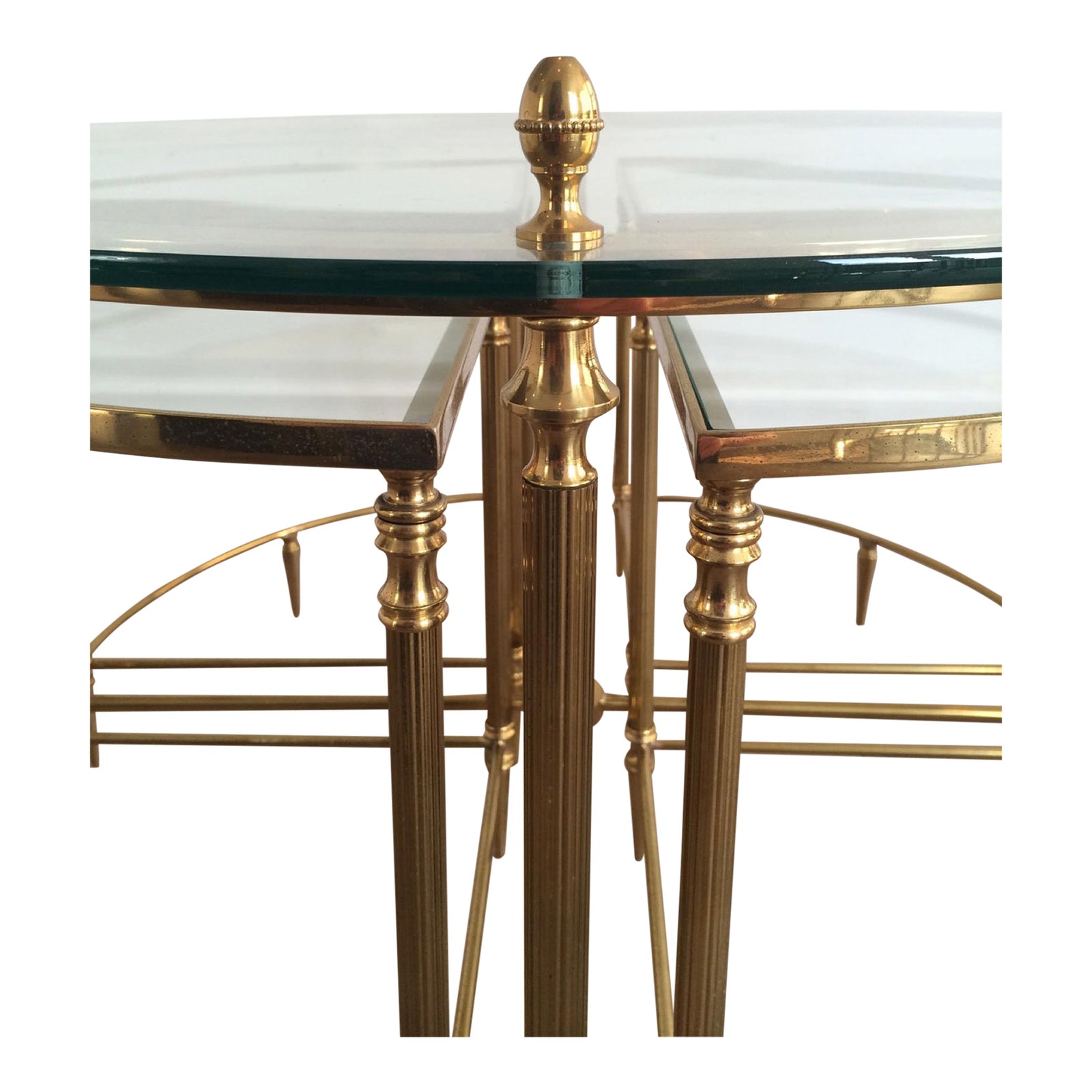 Neoclassical Round Coffee Table in Brass With 4 Nesting Tables by ...
