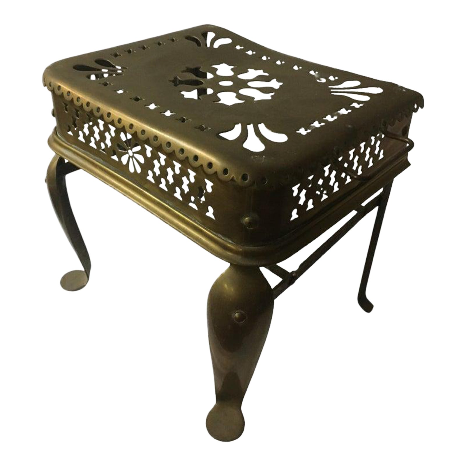 19thc Regency Reticulated Pinwheel Design Brass Trivet/Footman W ...