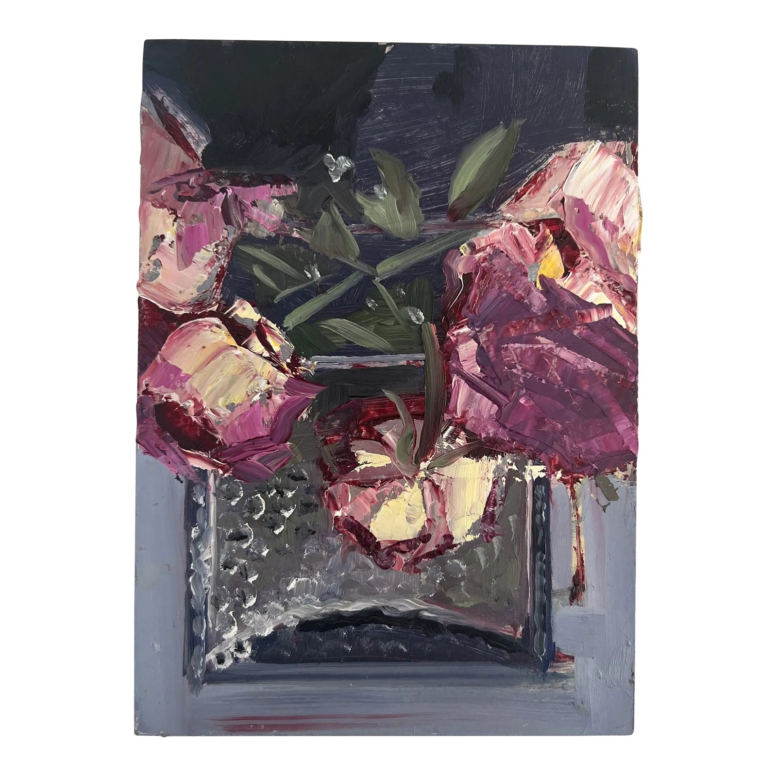Original Small Contemporary Floral Still Life Oil Painting on Board ...