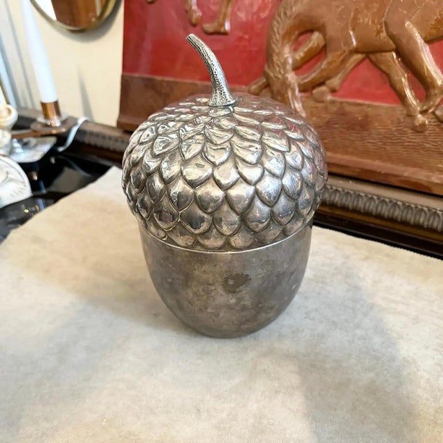 1970s Modernist Silver Plated Acorn Shaped Ice Bucket by Teghini ...