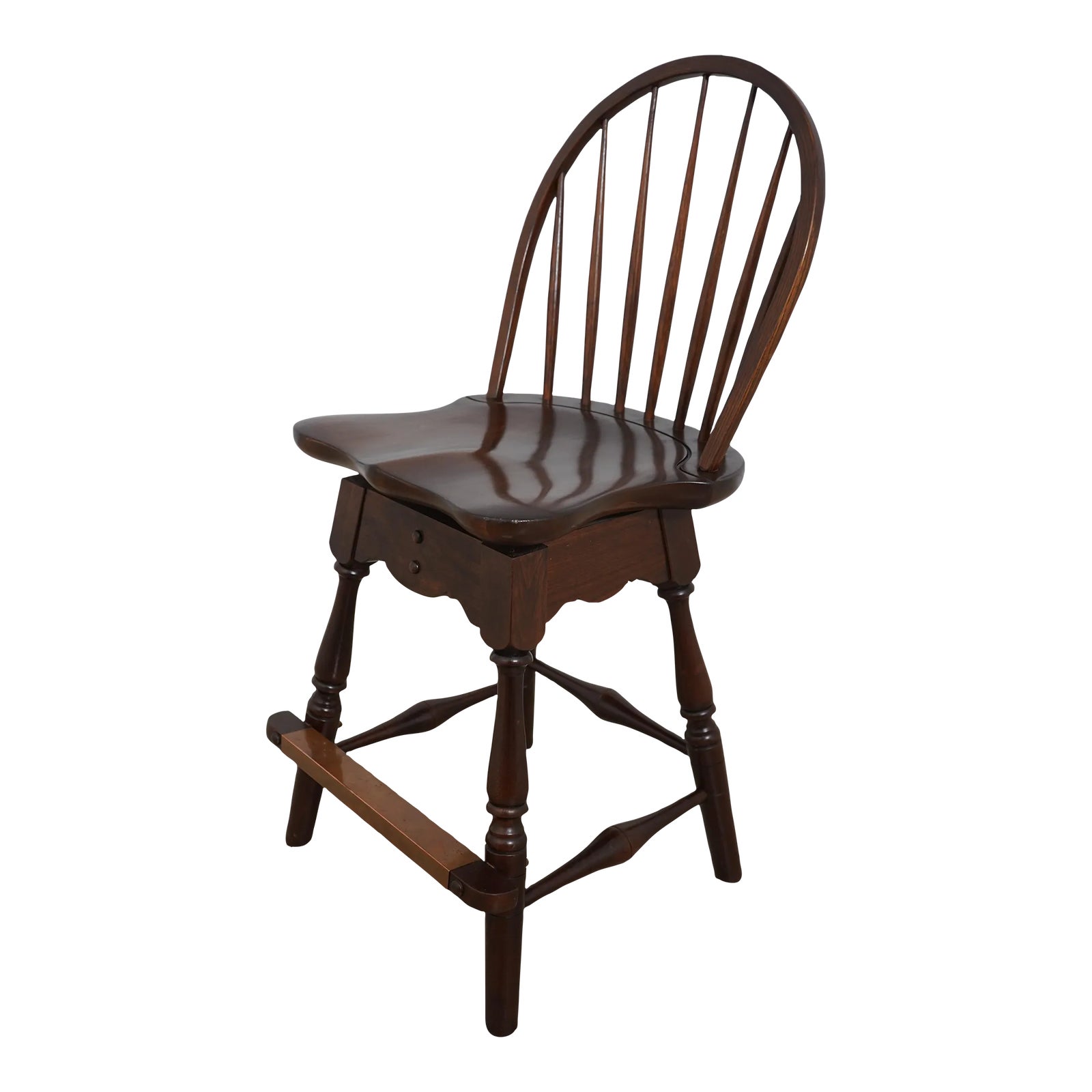 Frederick Duckloe Windsor Style Cherry Swivel High Chair | Chairish