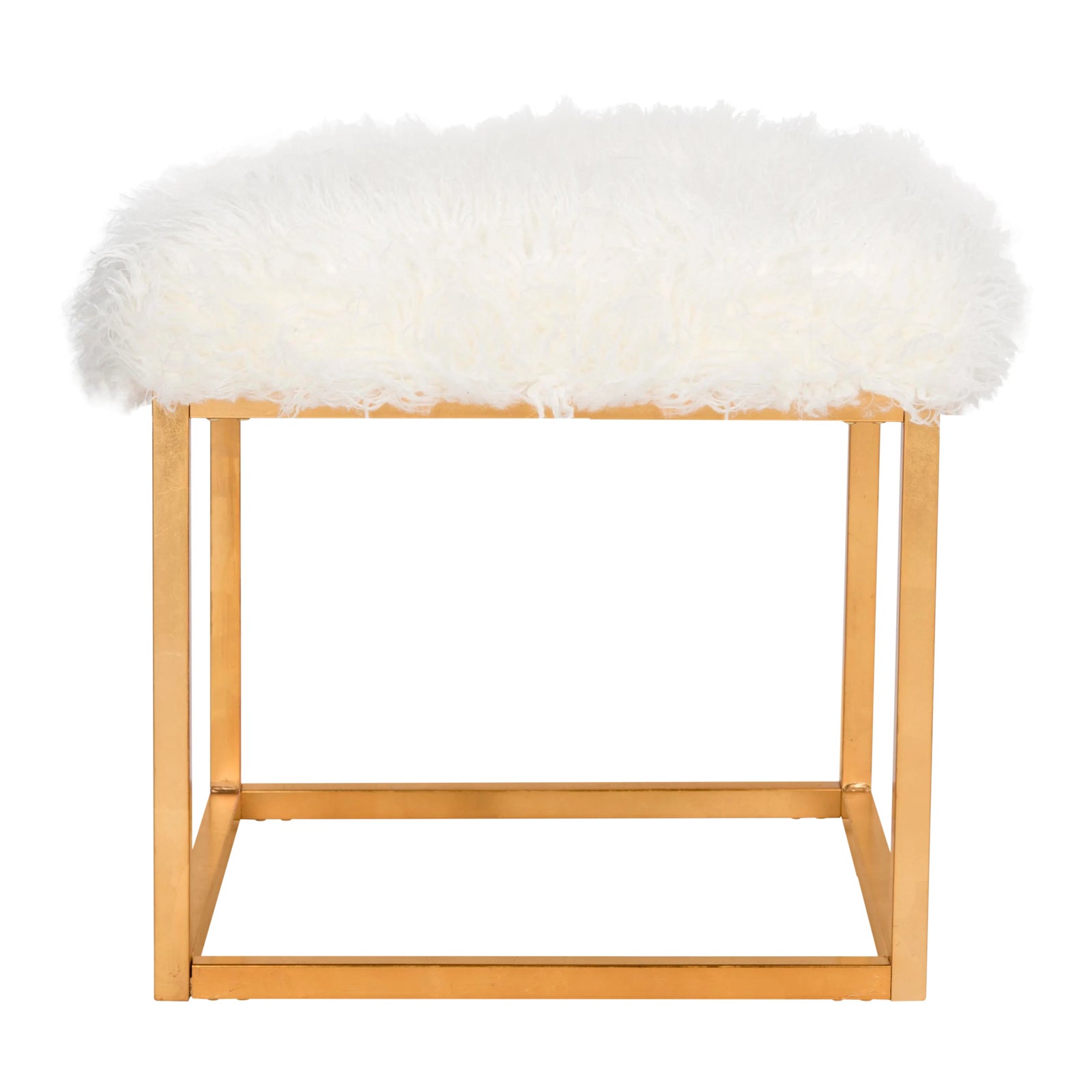 Modern Square Ottoman in White | Chairish