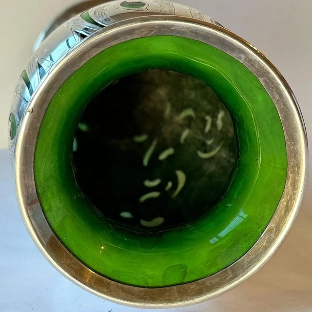 Large American Steuben Emerald Glass and Alvin Sterling Silver Deposit ...