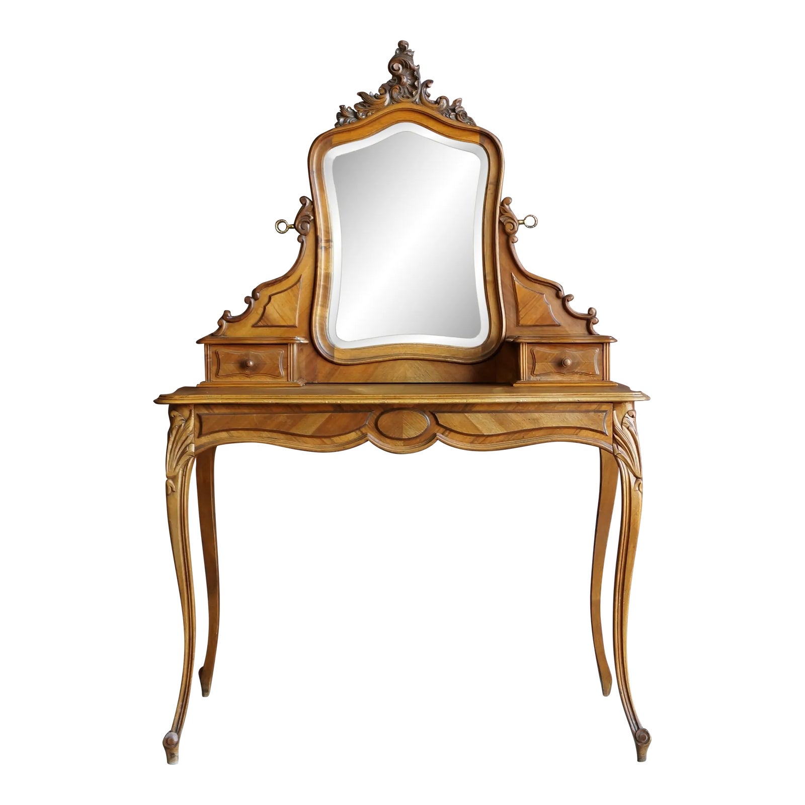 Antique French Rococo Desk/Vanity With Mirror | Chairish