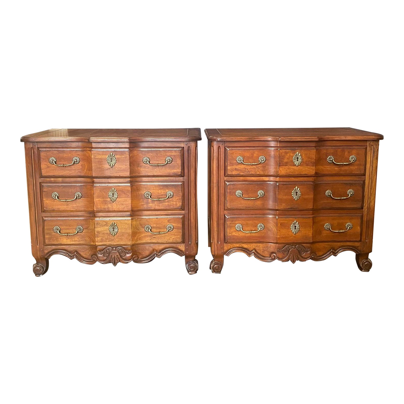 French Louis XV Drexel Heritage Commode Night Stands -A Pair | Chairish