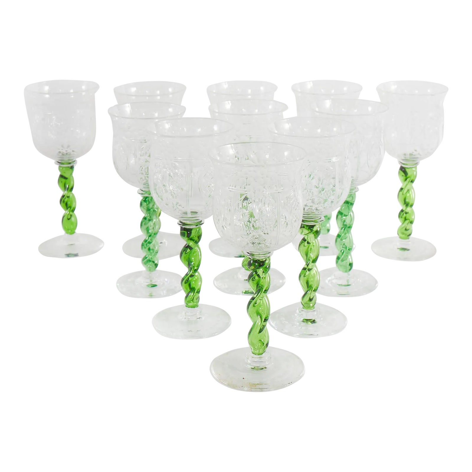 Antique English Webb , Corbett Crystal Glassware Service- Set of 10 ...