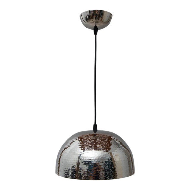 Silver Brass Handhammered Pendant Lighting Lamp | Chairish