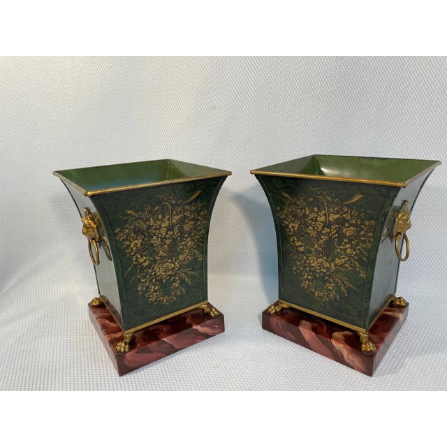 Vintage French Style Tole Cachepot Jardinieres - a Pair | Chairish