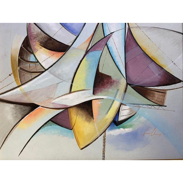 Contemporary Synchromist Acrylic on Board Nautical Painting | Chairish
