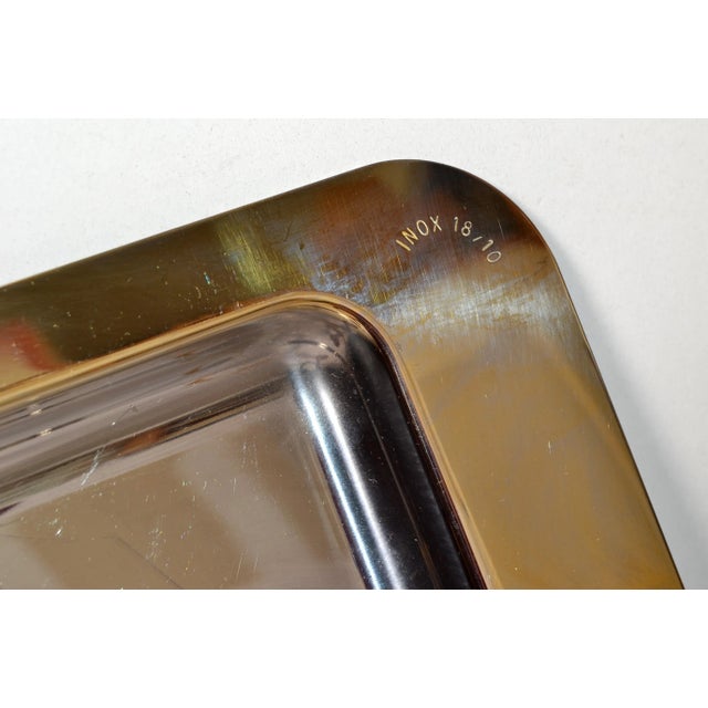 1980s Italian Art Deco Style Inox 18/10 Stainless Steel Serving Tray ...