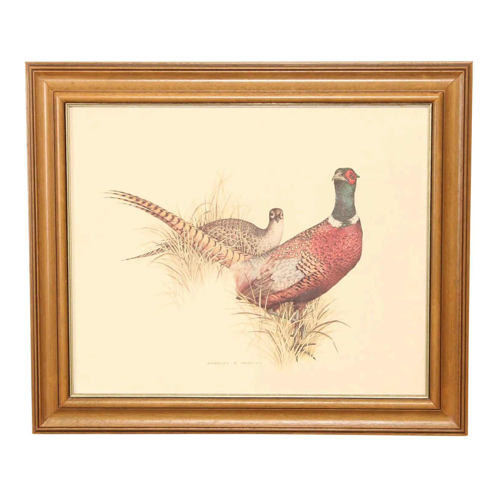 1980s Charles E. Murphy 'Ring Neck Pheasant' Lithograph, Custom Framed ...