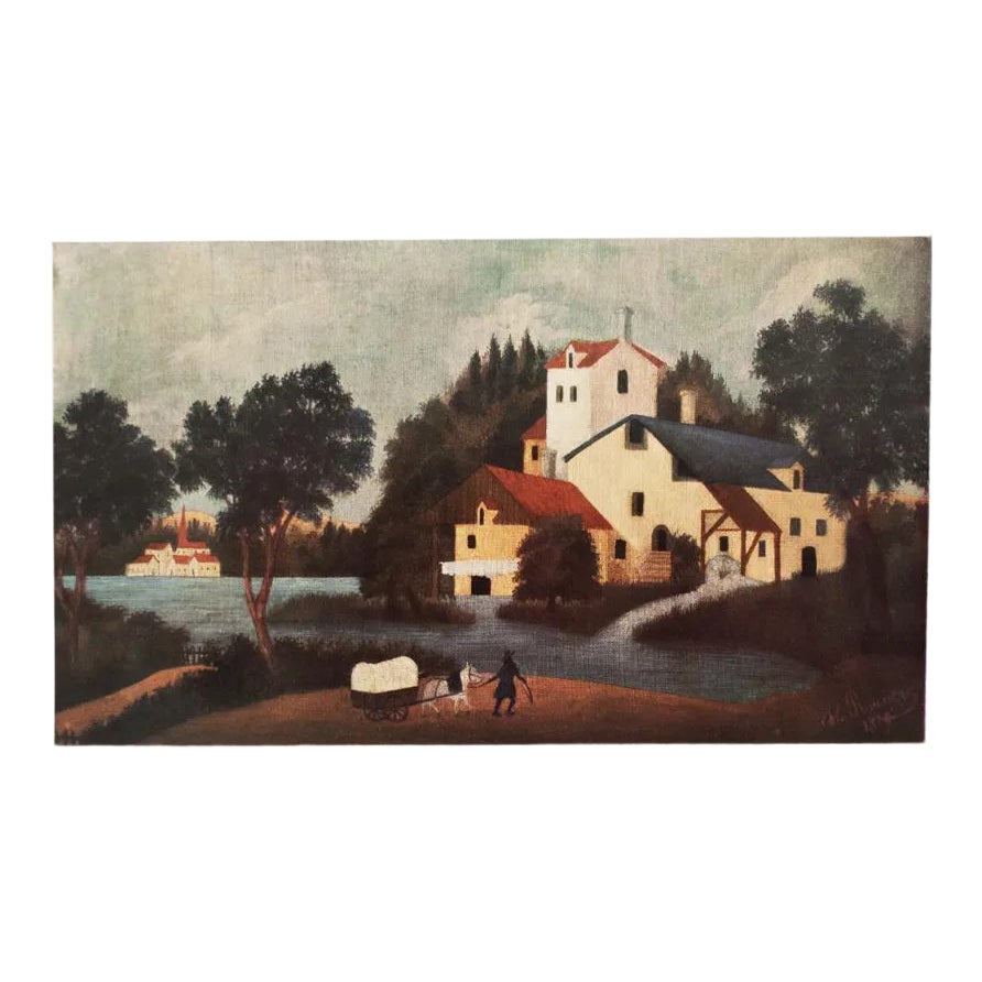 1951 After Henri Rousseau, Original "Landscape With Water Mill ...