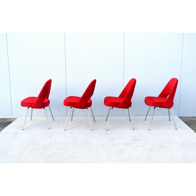 Mid-Century Modern Eero Saarinen for Knoll Red Executive Armless Chairs ...