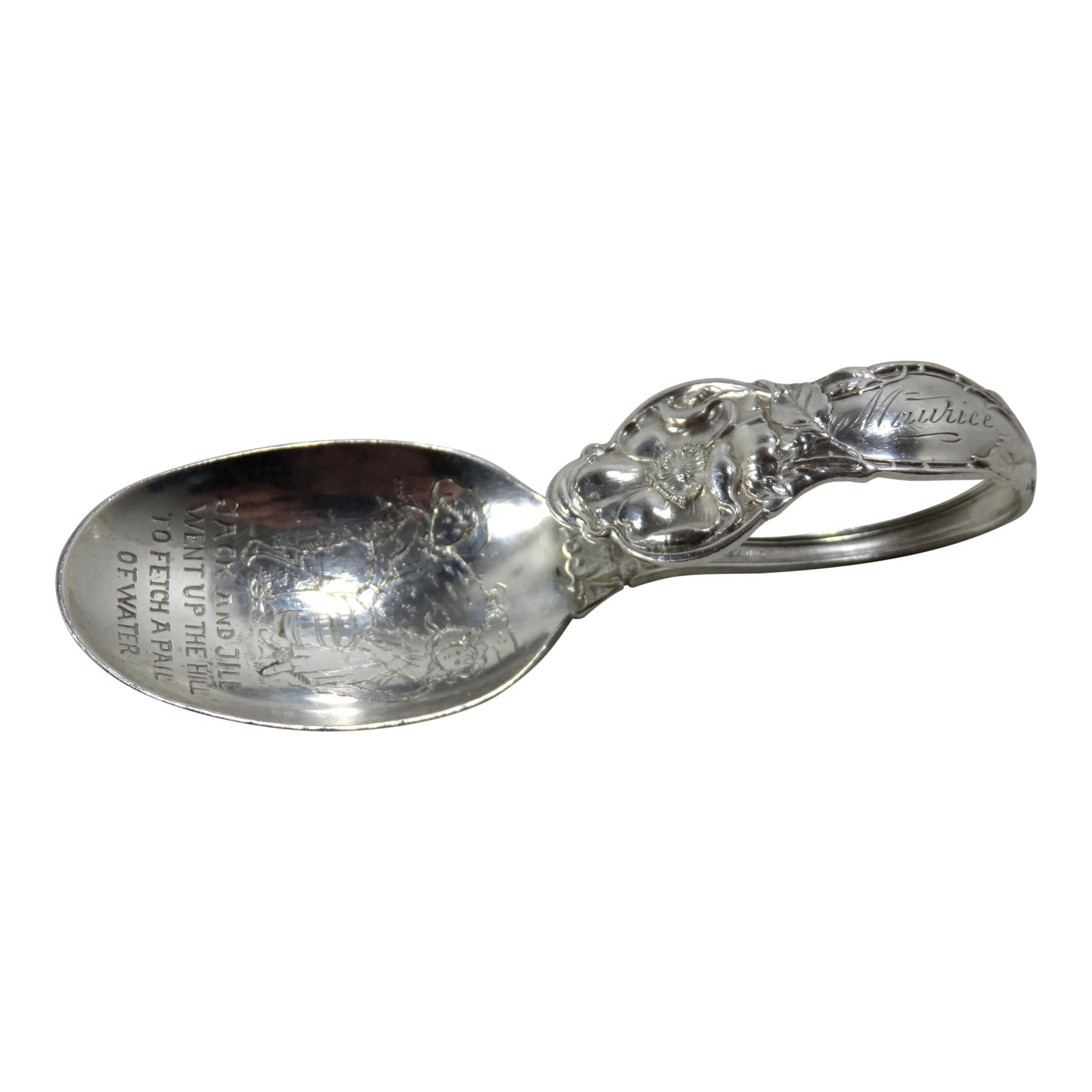 1910s Antique Sterling Silver Little Bo Peep Baby Spoon | Chairish