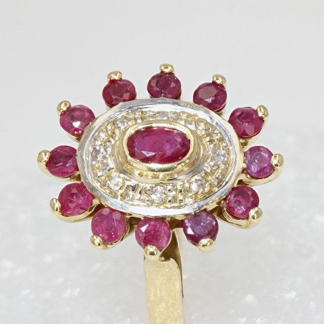 French Modern Ruby Diamonds 18 Karat Yellow Gold Ring Size 5.5 | Chairish