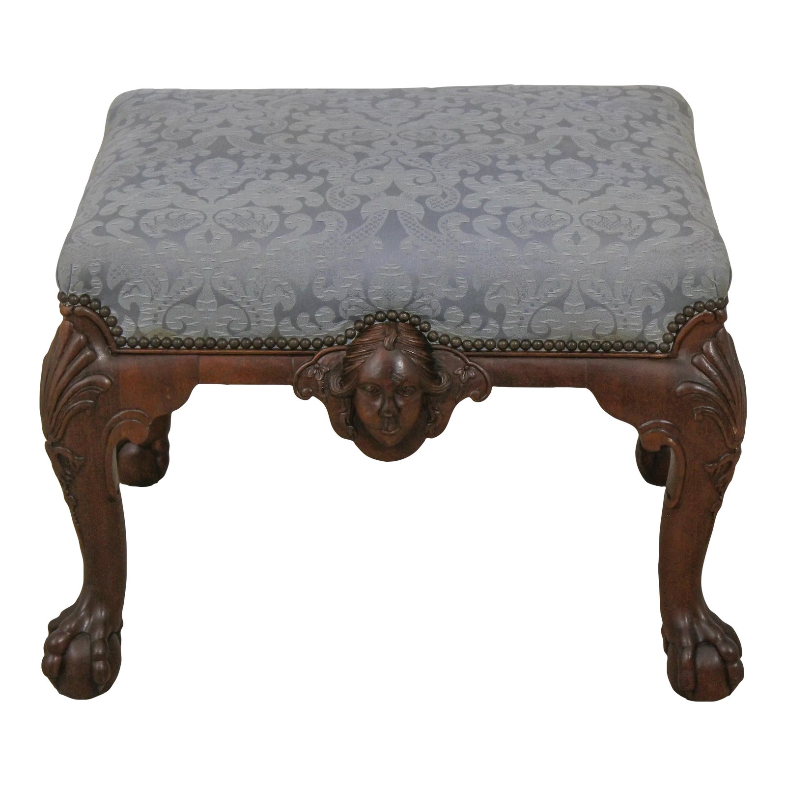 Baker Ball & Claw Foot Mahogany Ottoman or Stool | Chairish