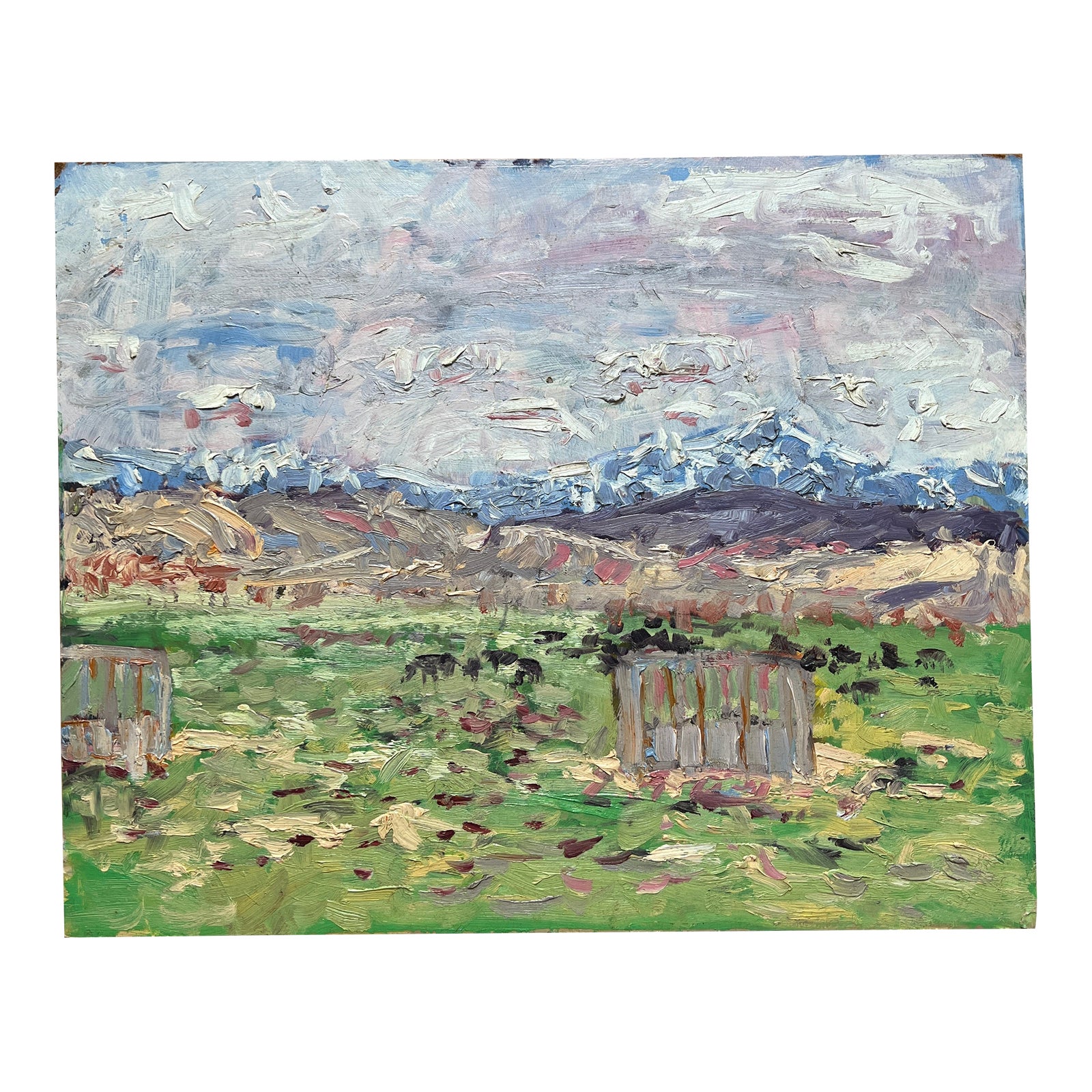 Impressionist Plein Air Landscape Painting Oil on Board Unsigned | Chairish