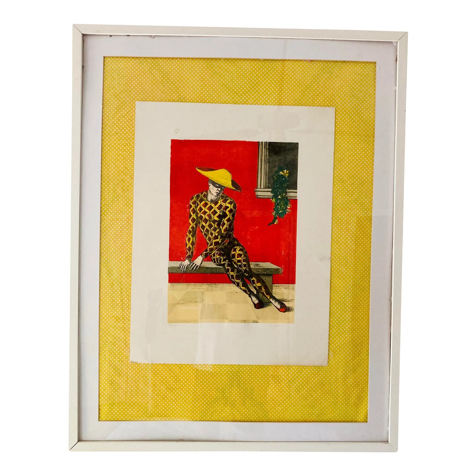 1950s Aldo Pagliacci Signed Lithograph of Harlequin Dancer | Chairish