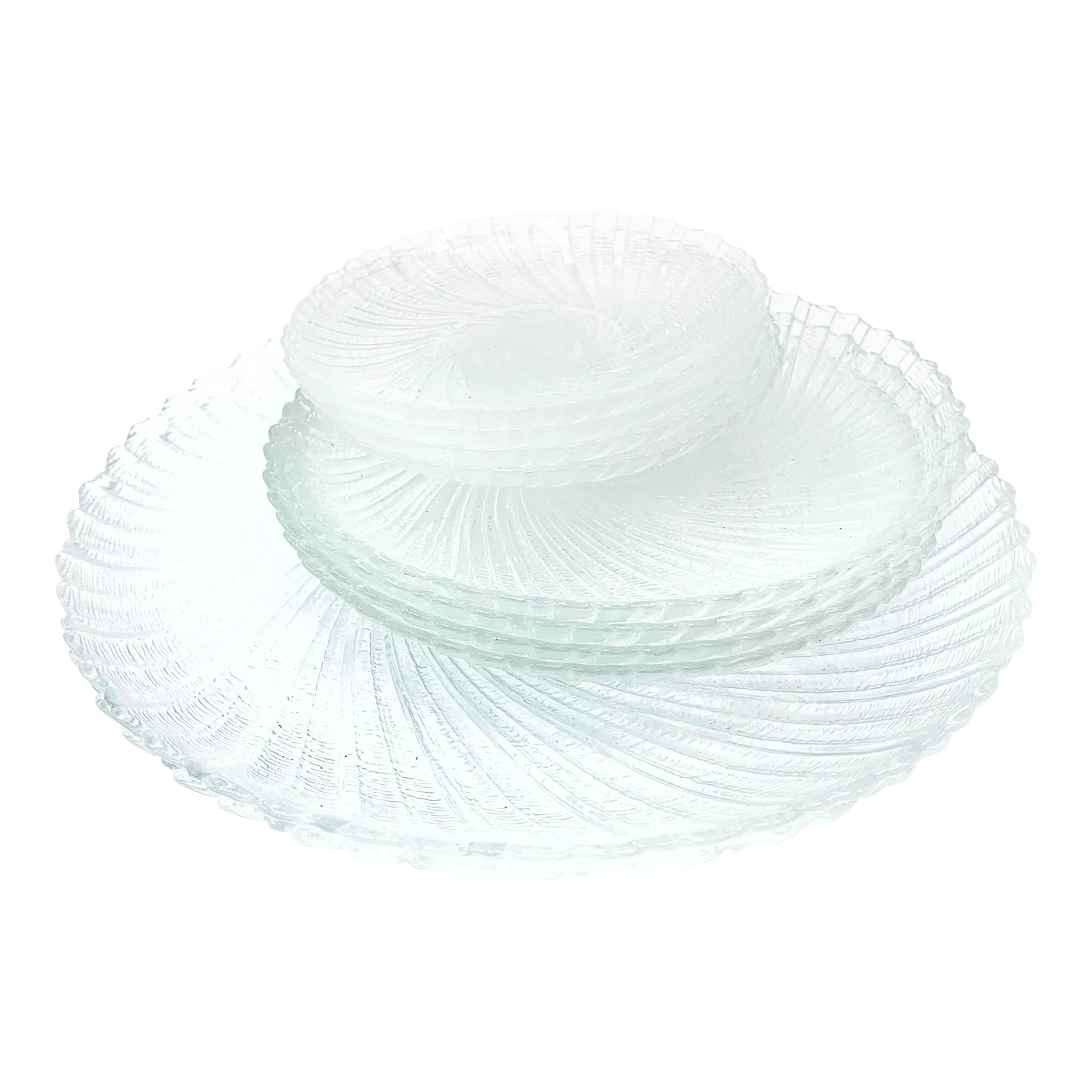 Mid-Century Luxe French Glassware Plates Serving Set - 10 Pieces | Chairish
