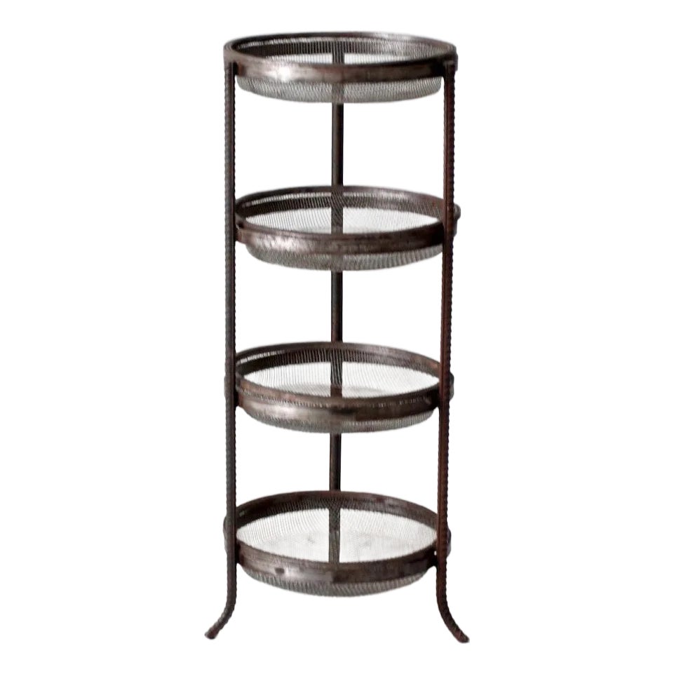 Vintage Metal Mesh Tiered Stand | Chairish