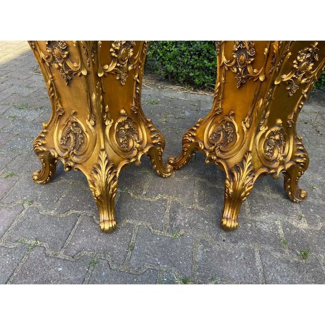 Pair of Late 20th Century Italian Baroque Rococo Style Gold Pedestals ...