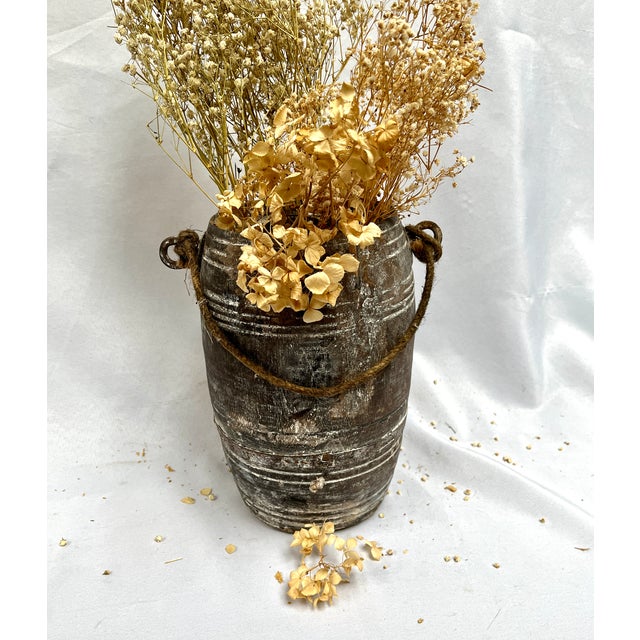 Vintage Handcrafted Turned Wood Butter Bucket/Vase | Chairish