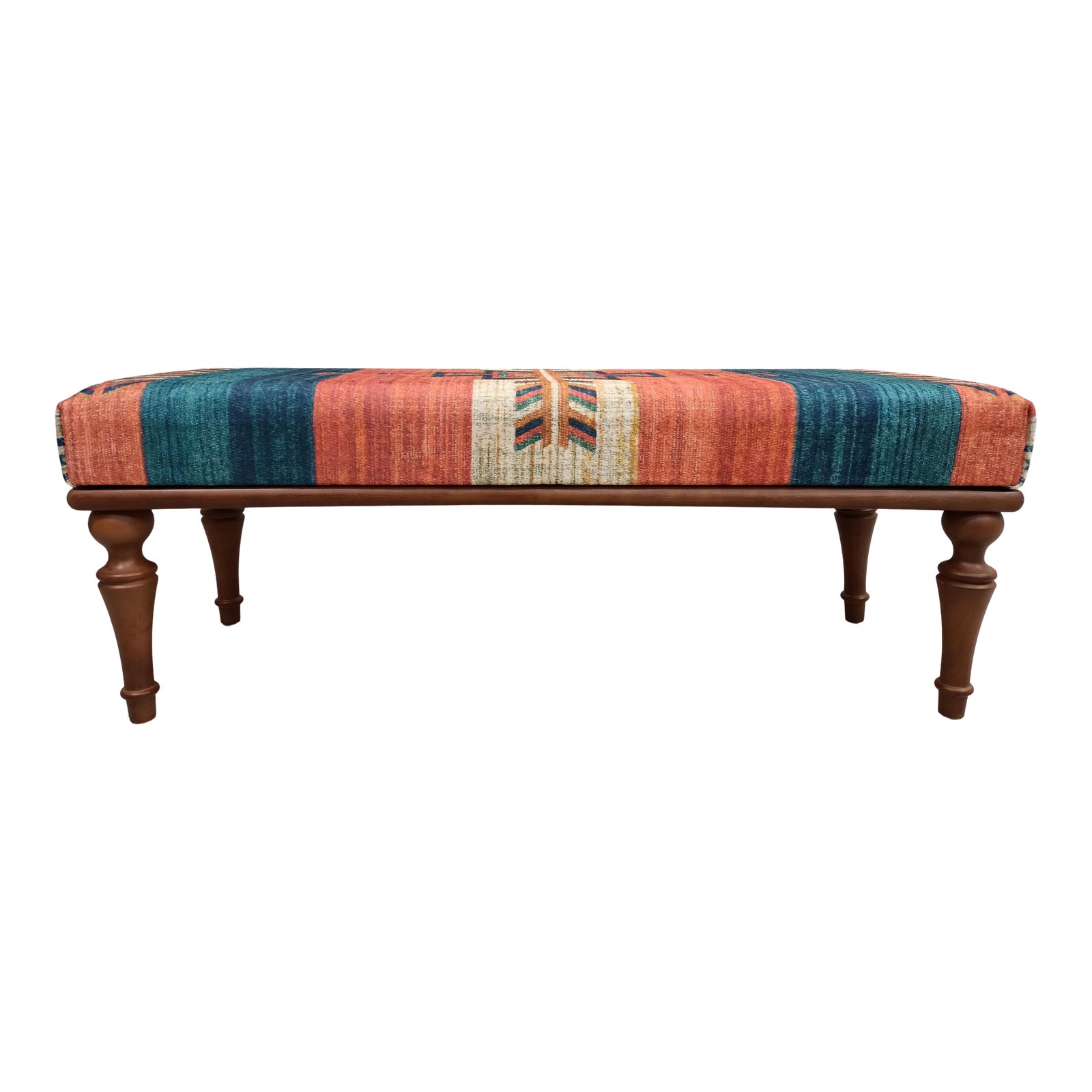 Contemporary Aztec Pattern Rug Print Fabric Upholstered Ottoman Bench ...