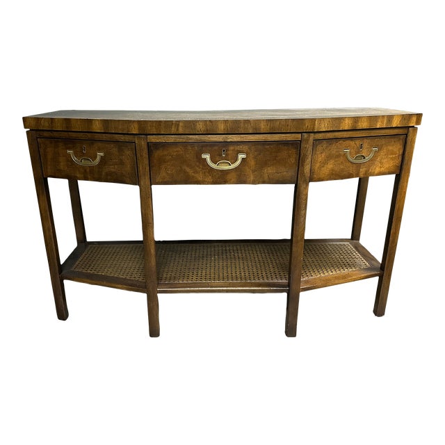 1990s Vintage Drexel Campaign Style Console Table | Chairish