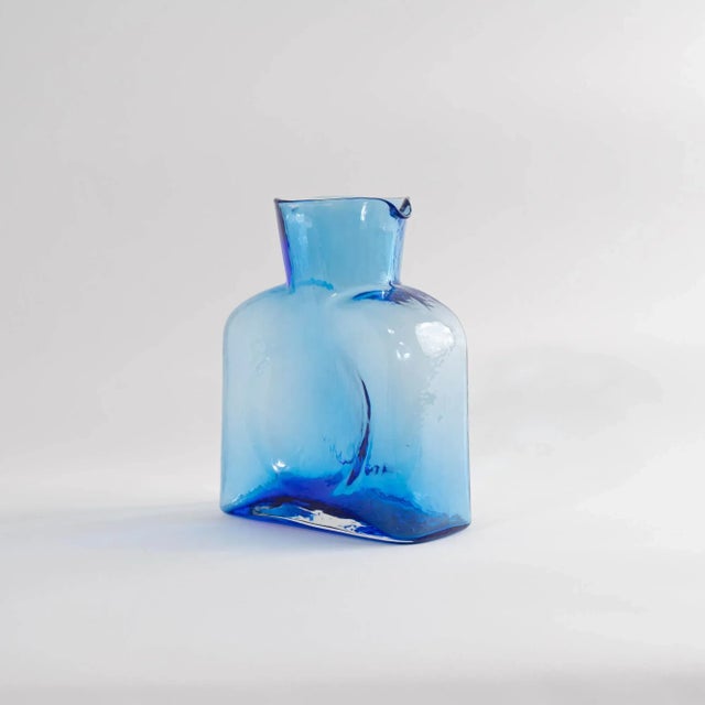 Vintage Blue Blenko Glass Pitcher | Chairish