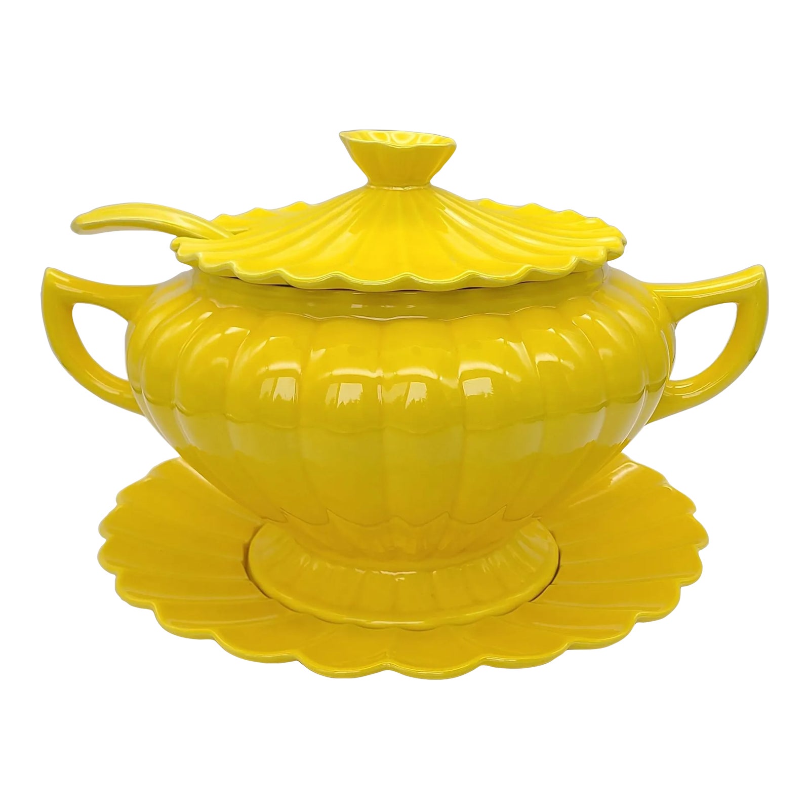 Mid Century California Pottery Vibrant Yellow Soup Tureen Set - 4 ...